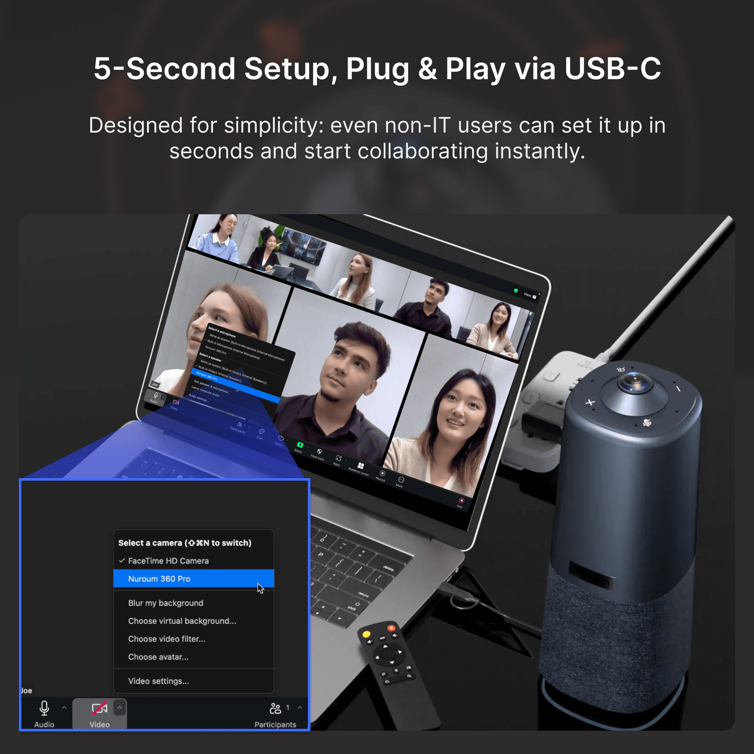HD 360° Conference Camera, Video Conferencing Solution - Nuroum 360 Pro